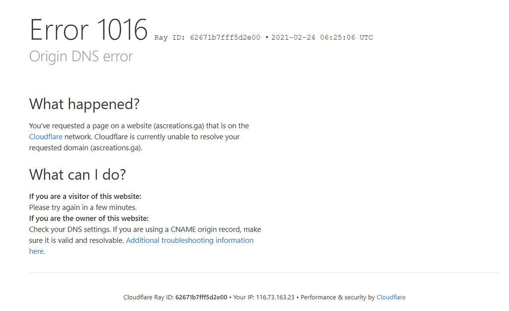 1.My site is facing Error 1016 Origin DNS Error 2.Encountering ERR_TOO ...