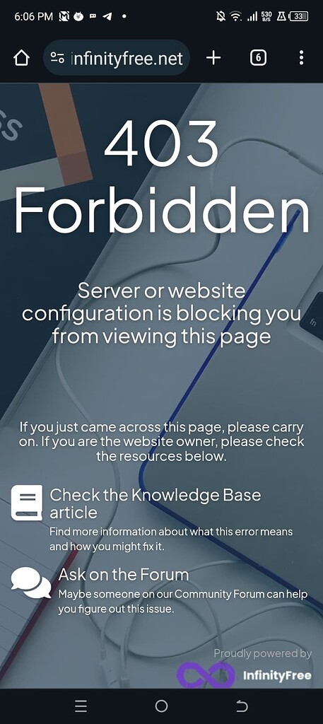 403 error page - Hosting Support - InfinityFree Forum