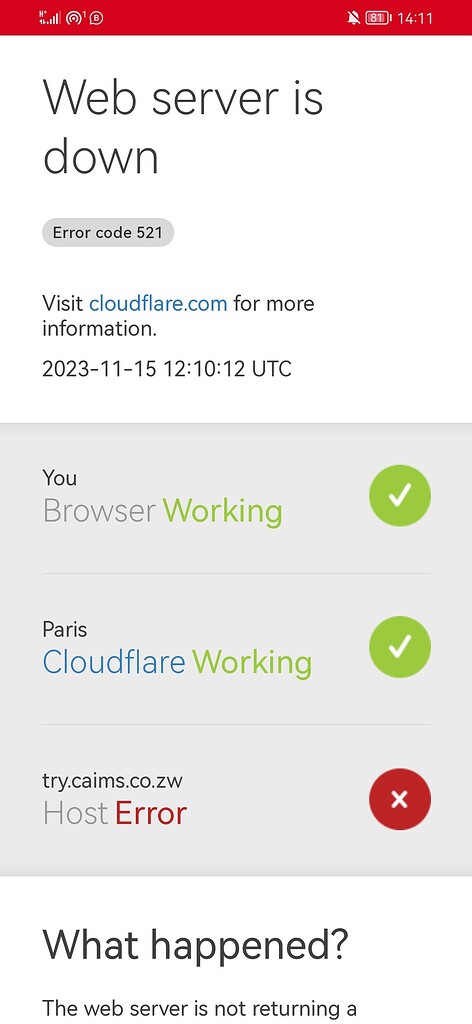 Cloudflare error code 521: Web server is down - Hosting Support - InfinityFree Forum