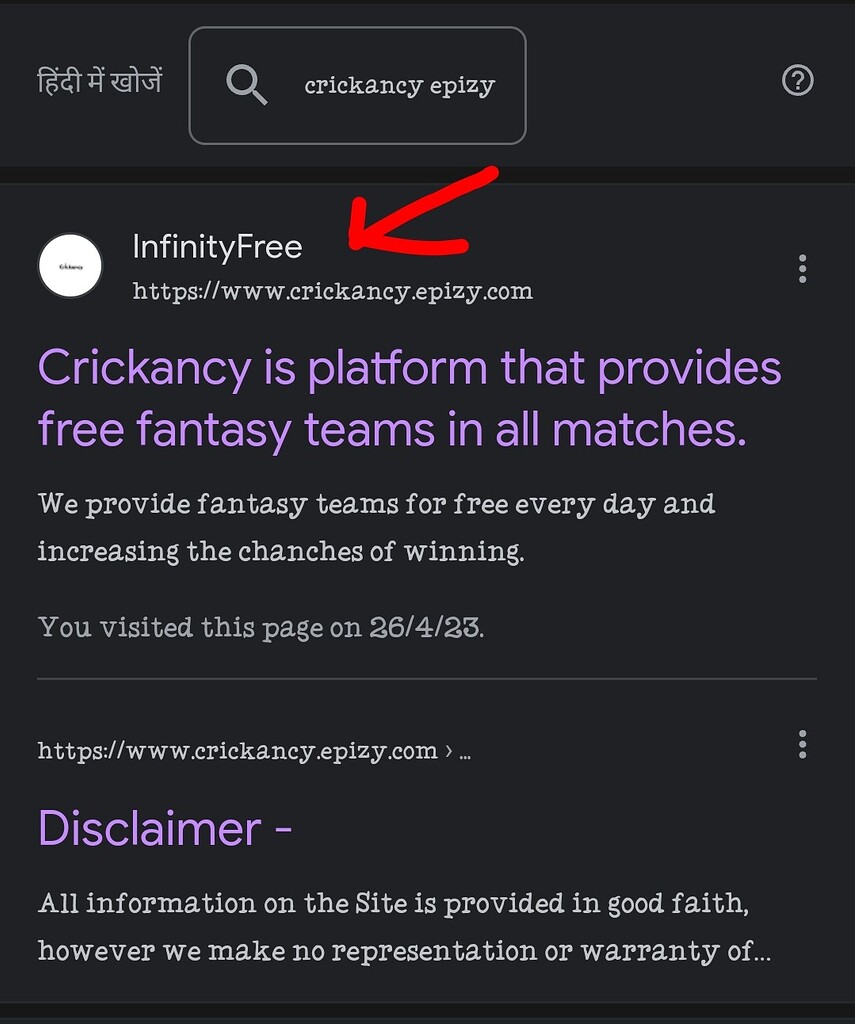 My website site title shown infinity free not my site title shown ...