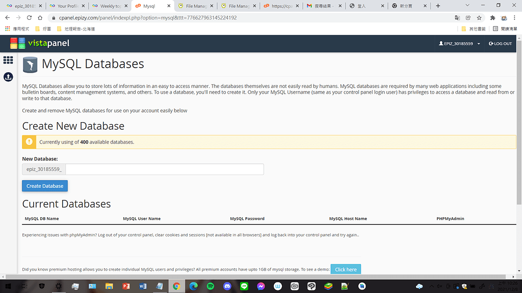 Database disappear! - Hosting Support - InfinityFree Forum