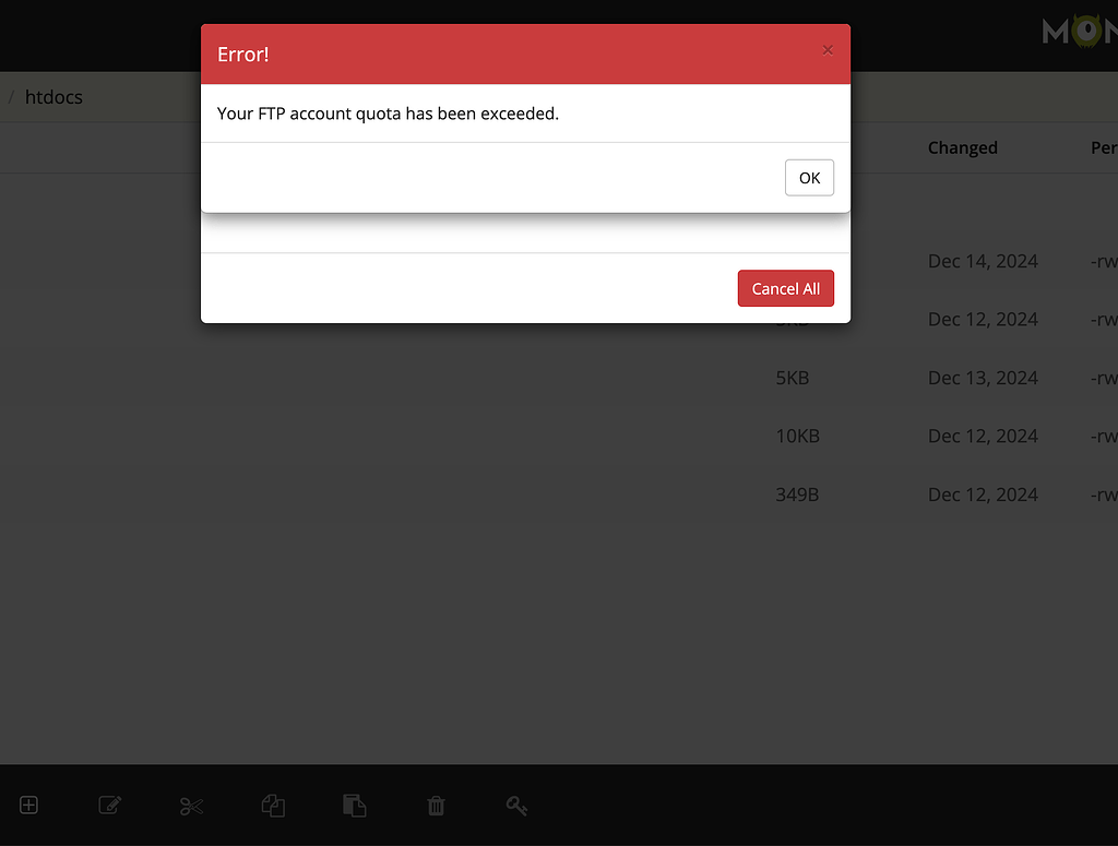Online FTP client erroring out - Hosting Support - InfinityFree Forum