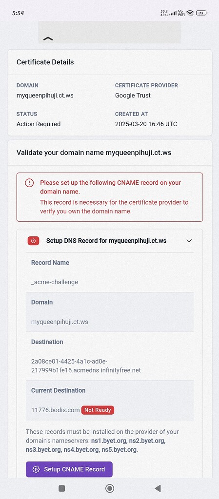 Please set up the following CNAME record on your domain name. This record is necessary for the ...
