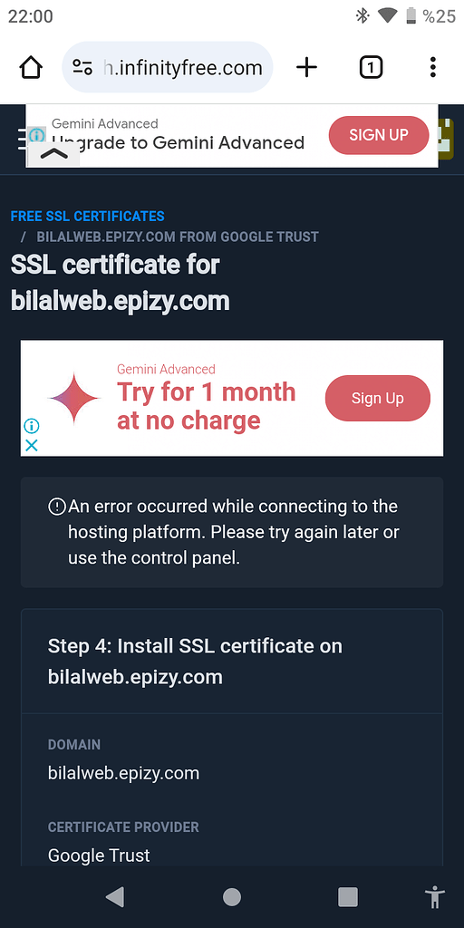 SSL install auto error - Hosting Support - InfinityFree Forum