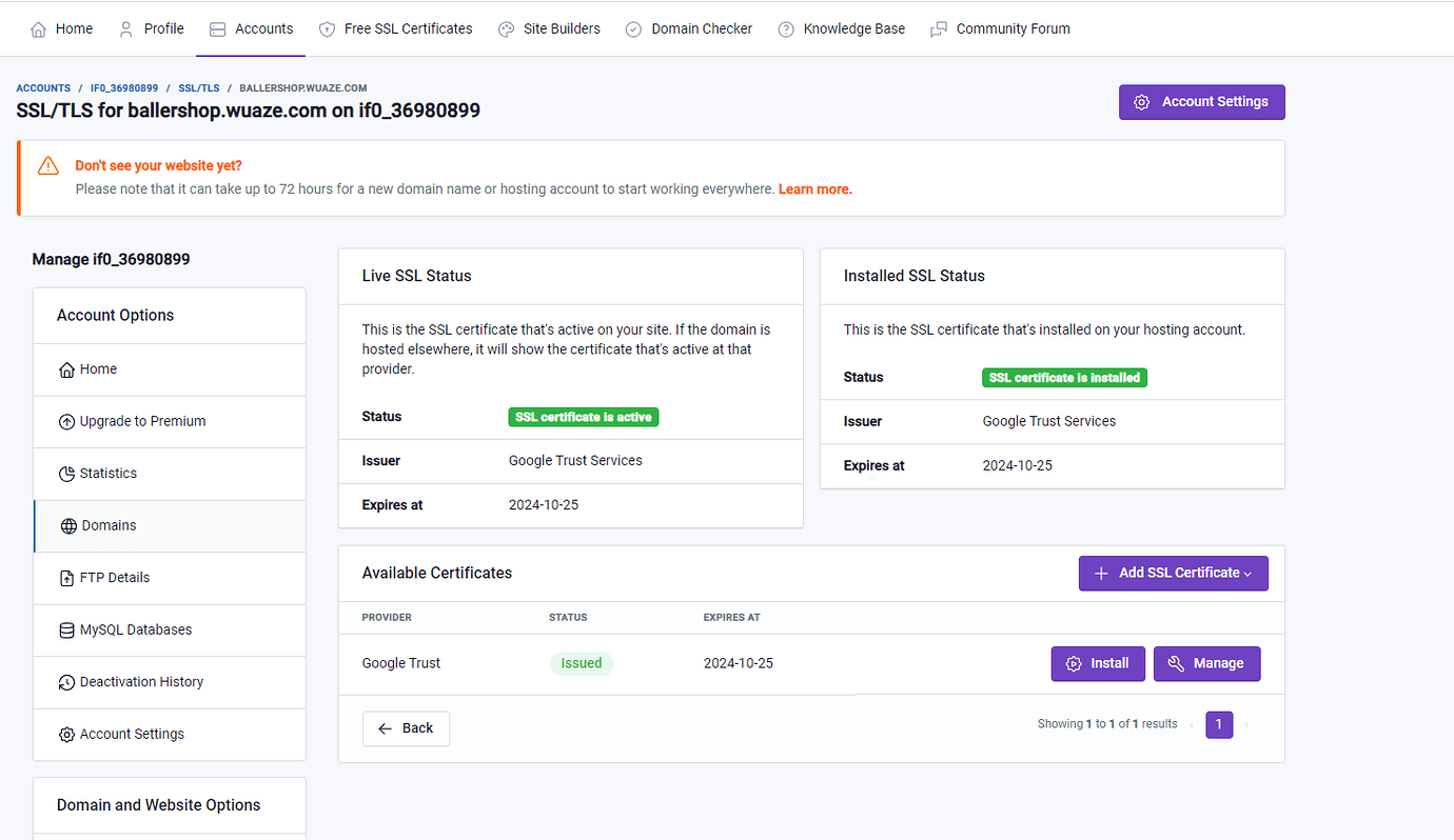 SSL is not working - Hosting Support - InfinityFree Forum