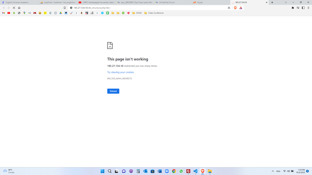Databases Are Not Working Php Myadmin Is Not Working Hosting Support Infinityfree Forum 
