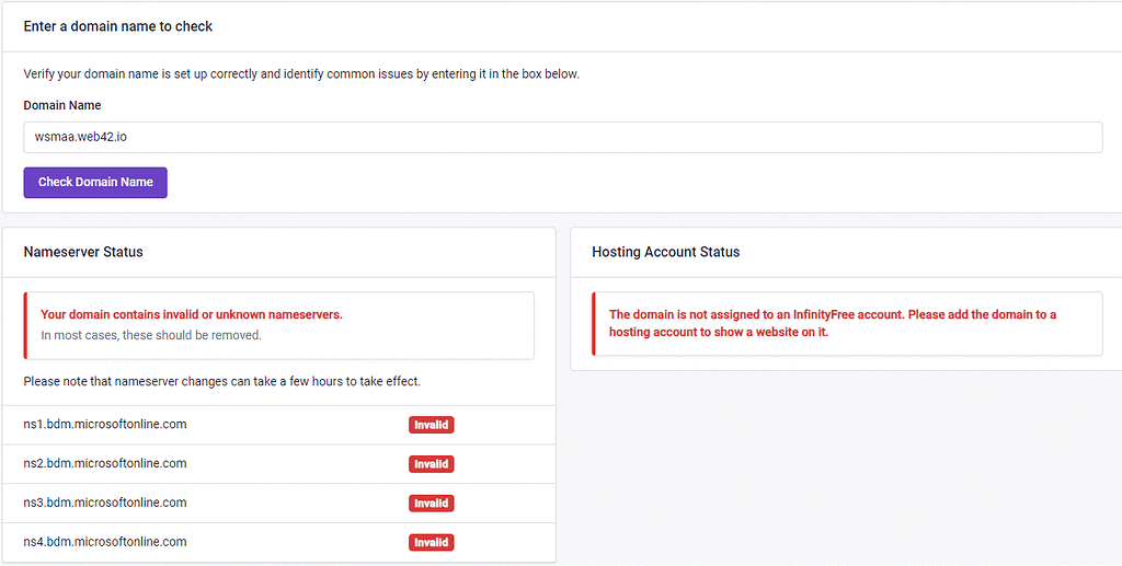 Domain name checker - Hosting Support - InfinityFree Forum