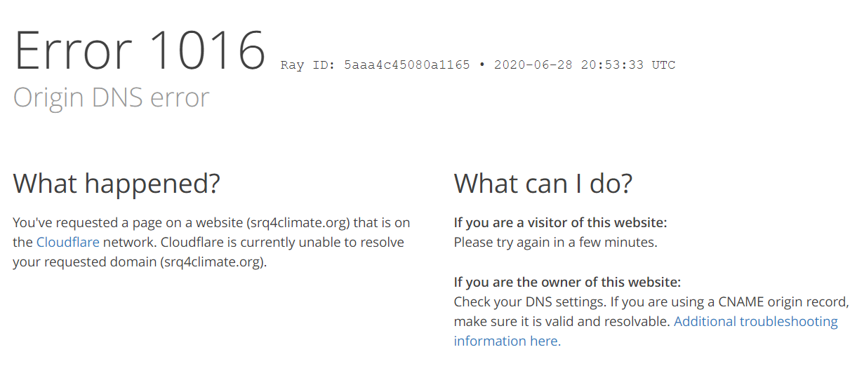 Getting an error 1016 after enabling SSL - Hosting Support ...