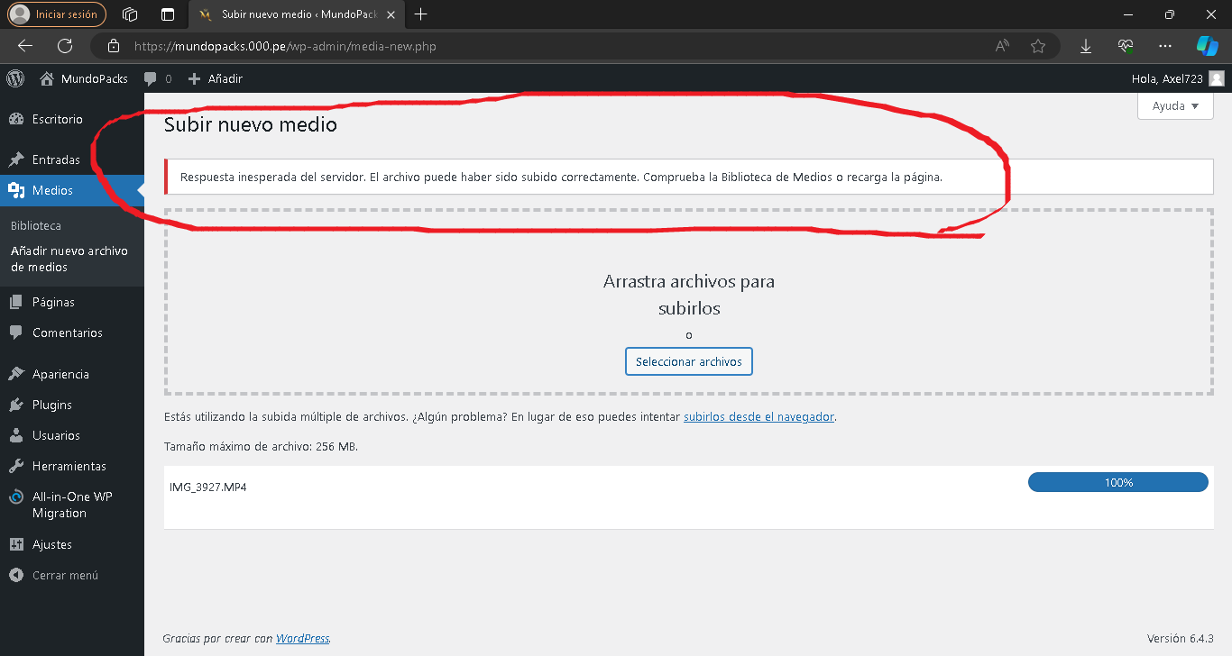 Error al subir archivo - Hosting Support - InfinityFree Forum