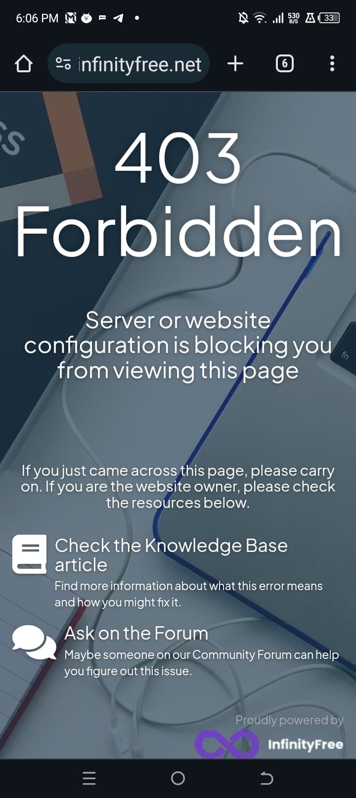 403 error page - Hosting Support - InfinityFree Forum