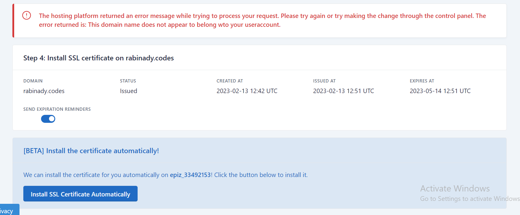The Hosting Platform Returned An Error Message While Trying To Process 8375