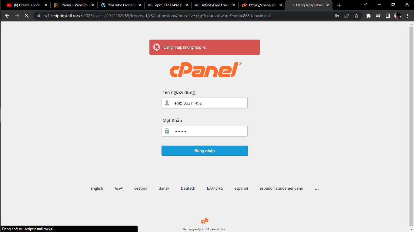 I can't login to cpanel - Hosting Support - InfinityFree Forum