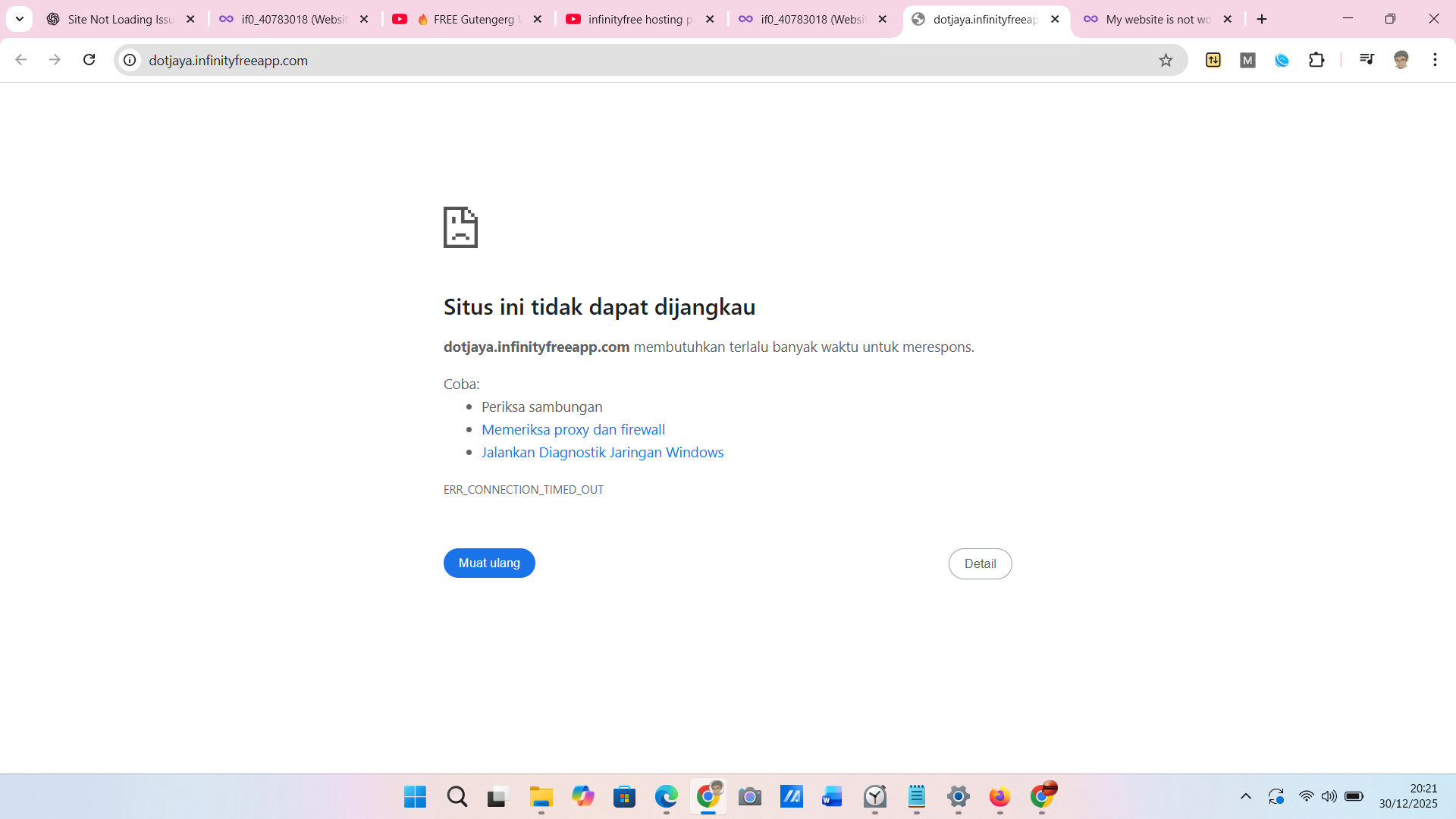 My website is not working - took too long to respond - Hosting Support ...